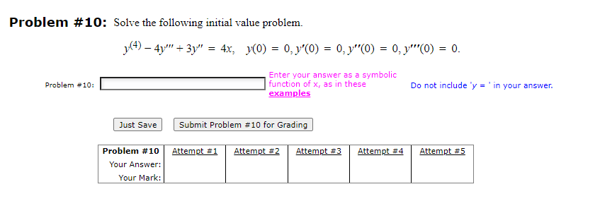 Solved Problem \# 10: Solve the following initial value | Chegg.com