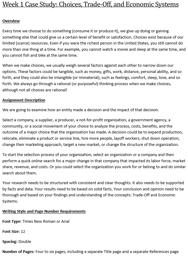 Case Study : C hoices, Trade-Off te ее Overview Every | Chegg.com