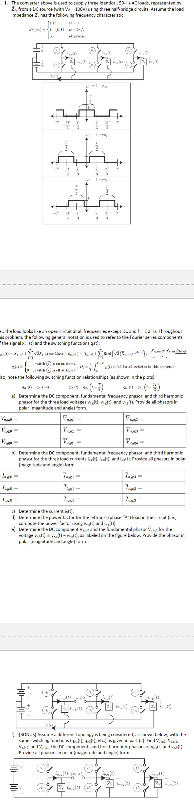 Solved The converter above is used to supply three | Chegg.com