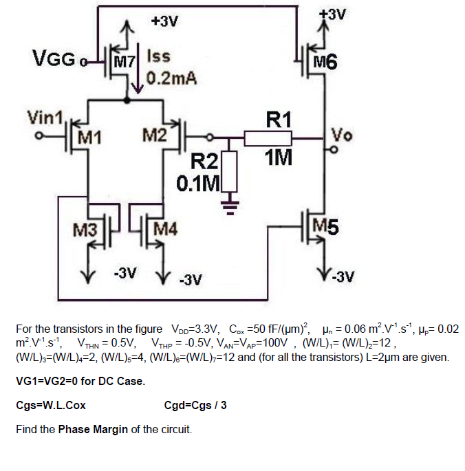 For the transistors in the figure VDD=3.3V, Cox =50 | Chegg.com