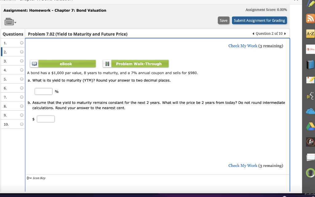 Solved Assignment: Homework - Chapter 7: Bond Valuation | Chegg.com