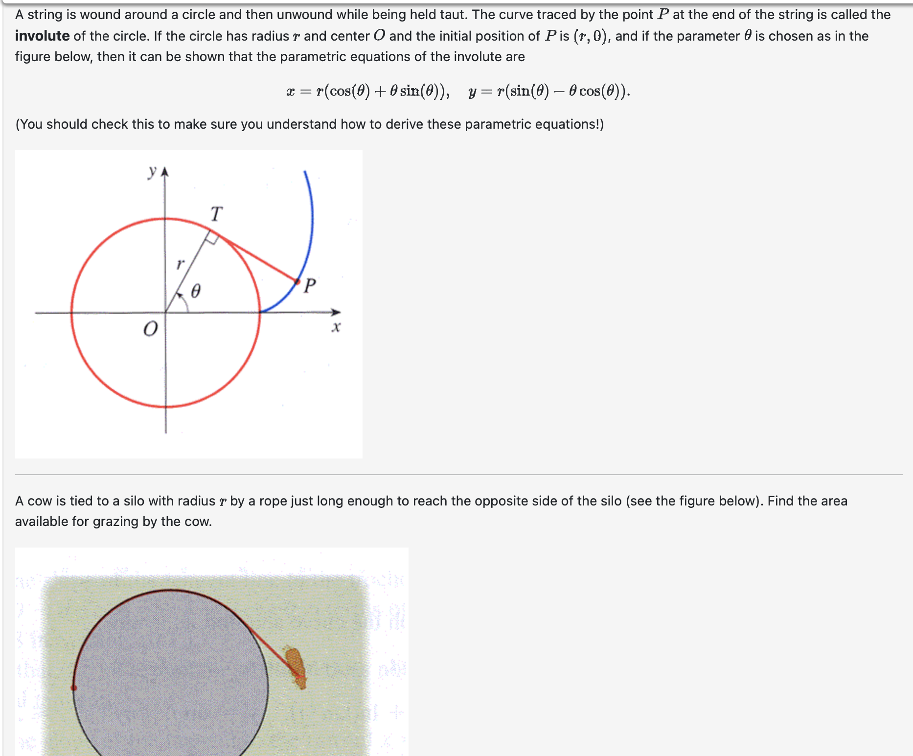 Solved A string is wound around a circle and then unwound | Chegg.com