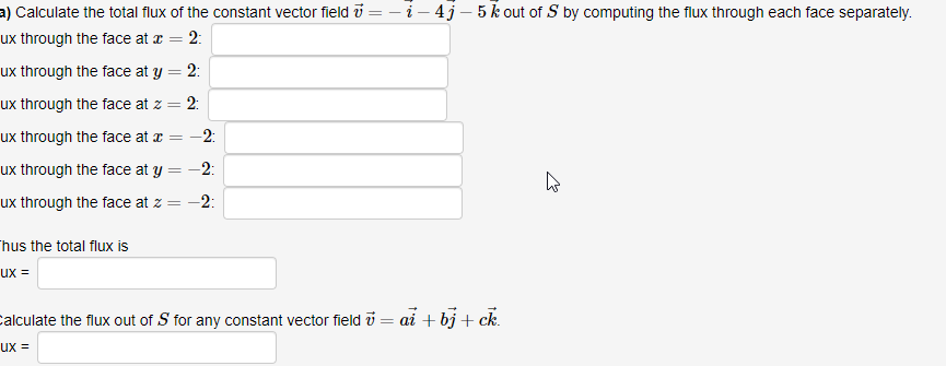 Solved a) Calculate the total flux of the constant vector | Chegg.com
