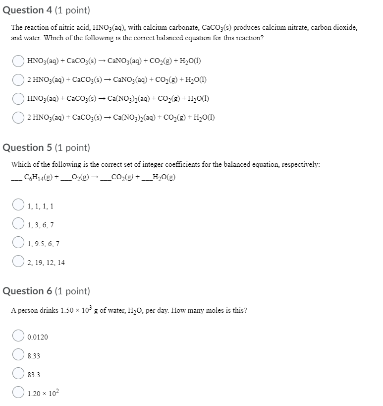 Solved Question 4 (1 point) The reaction of nitric acid. | Chegg.com