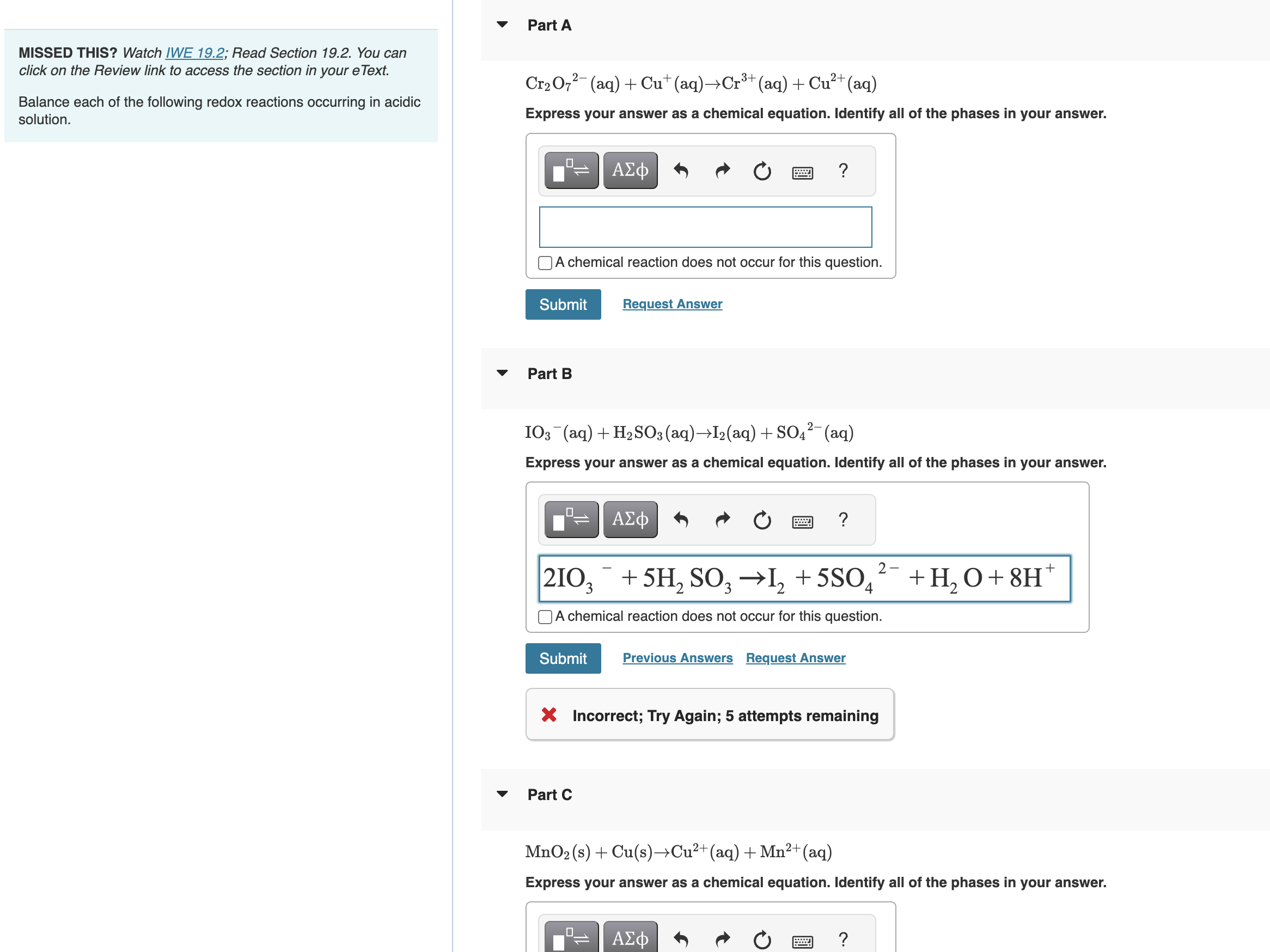 MISSED THIS? Watch IWE 19.2; Read Section 19.2. You | Chegg.com