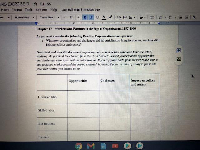 Solved GUIDED READING EXERCISE Chapter 17—Workers and | Chegg.com