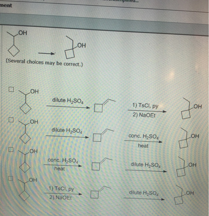 Solved ment OH OH (Several choices may be correct.) dilute | Chegg.com Solved ment OH OH (Several choices may be correct.) dilute | Chegg.com