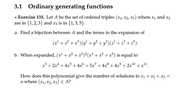 Solved 3 1 Ordinary Generating Functions Exercise 135 Let