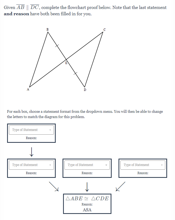 Solved Given AB || DC, complete the flowchart proof below. | Chegg.com
