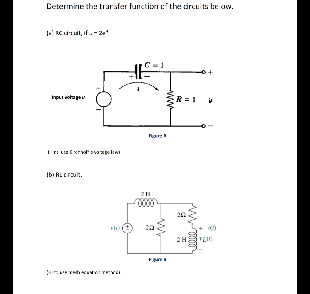 Solved Determine the transfer function of the circuits | Chegg.com