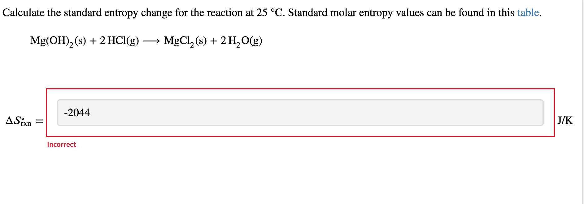 Solved Calculate the standard entropy change for the | Chegg.com