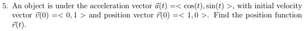 Solved 5. An object is under the acceleration vector a(t)=, | Chegg.com