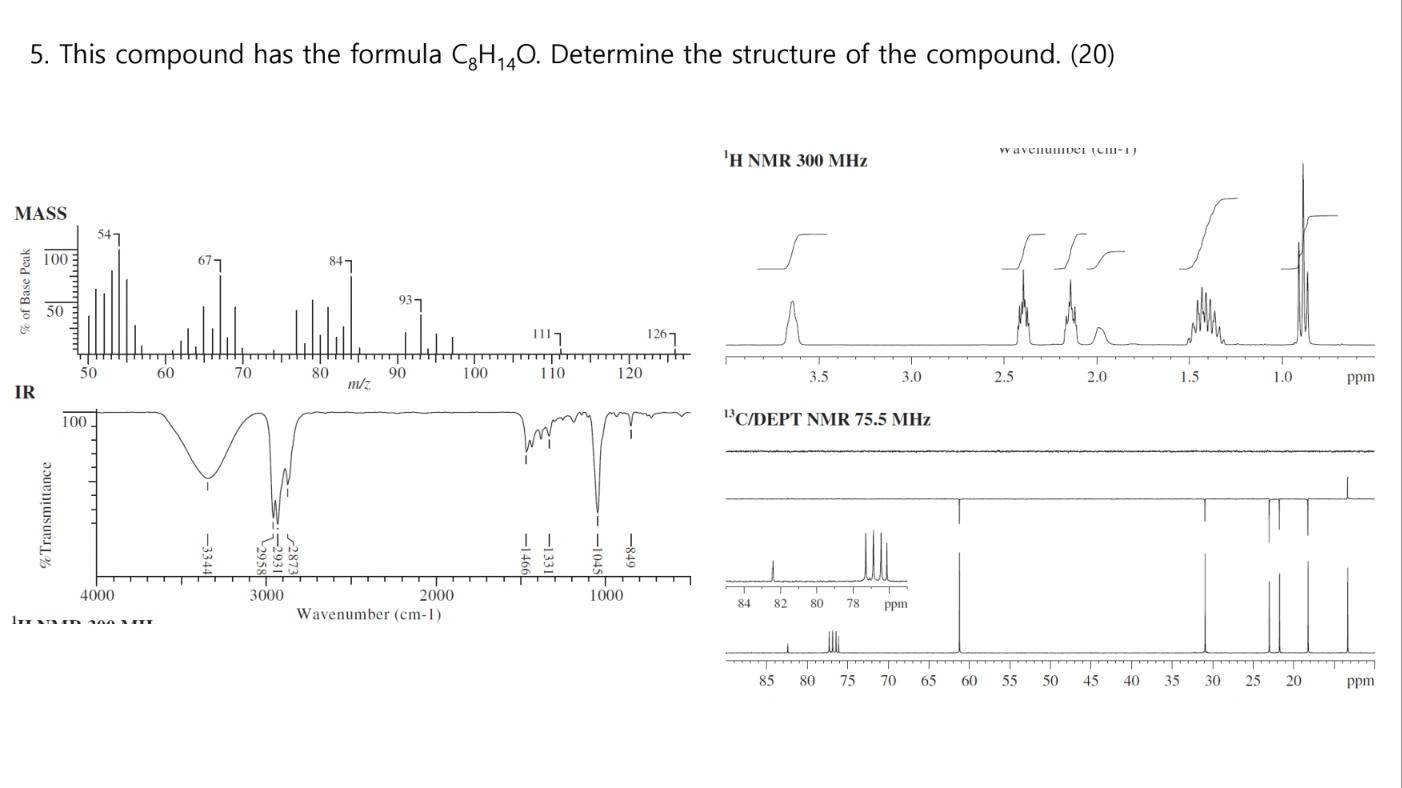 Solved 5. This compound has the formula C8H14O. Determine | Chegg.com