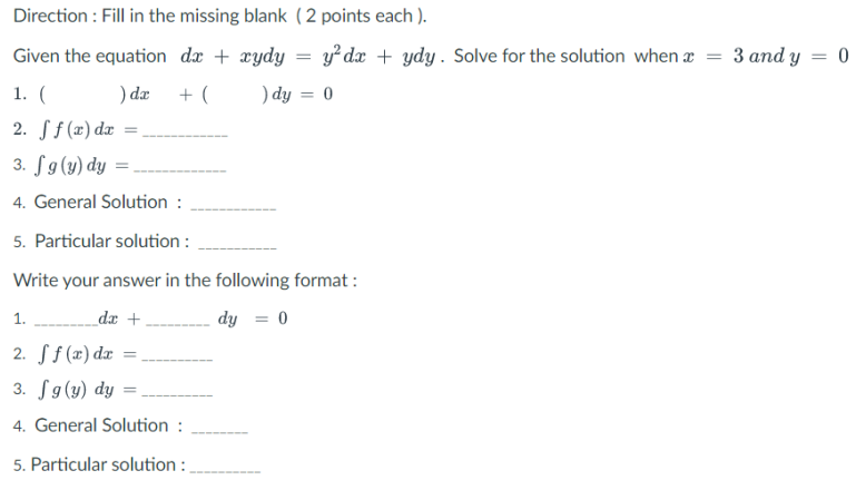 Solved Direction : Fill in the missing blank ( 2 points each | Chegg.com