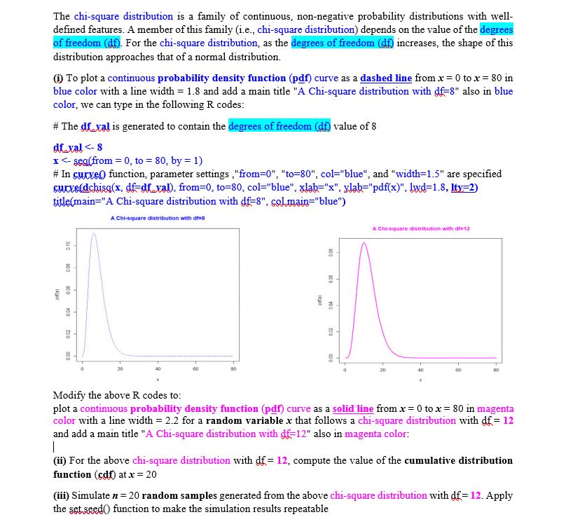 Solved The chi-square distribution is a family of | Chegg.com