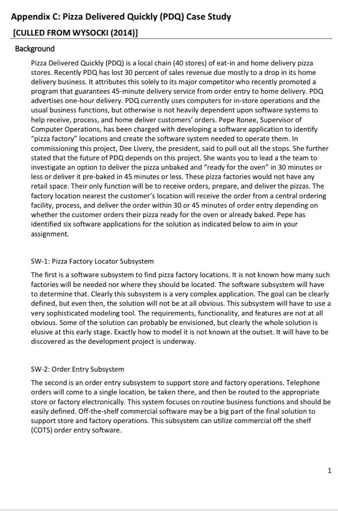 Solved [CULLED FROM WYSOCKI (2014)] Background Pizza | Chegg.com