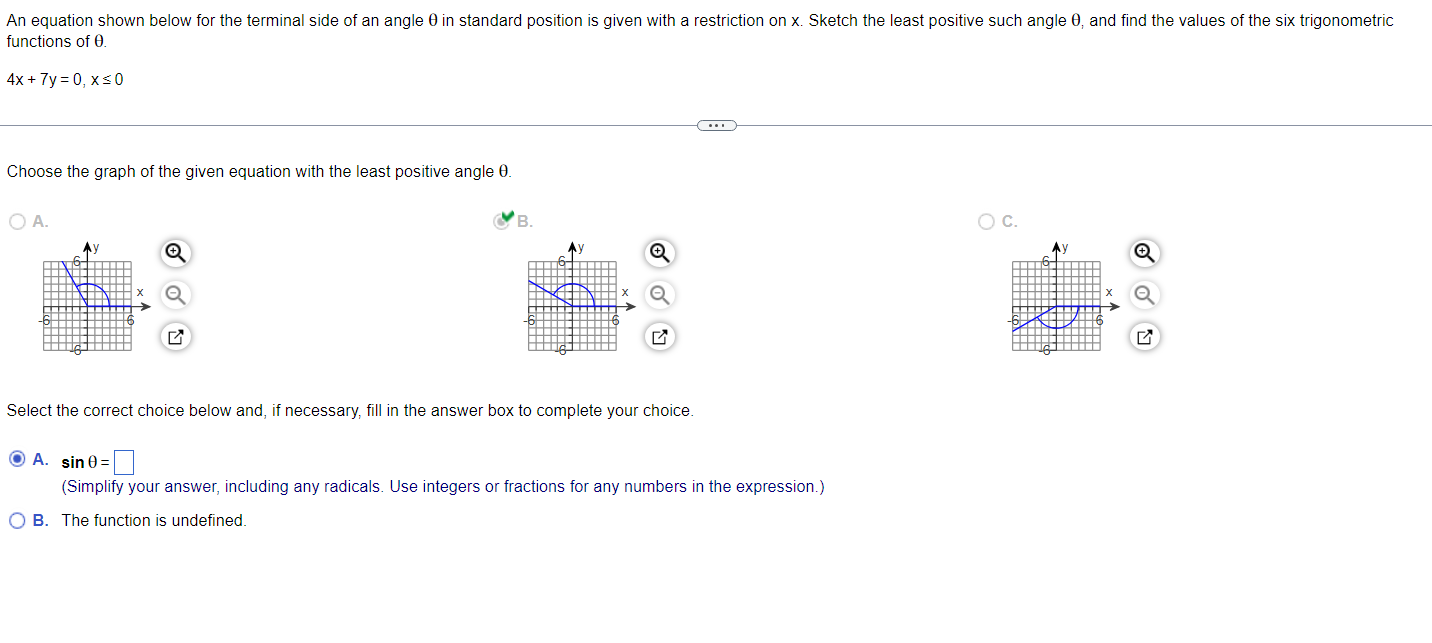 Solved An equation shown below for the terminal side of an | Chegg.com
