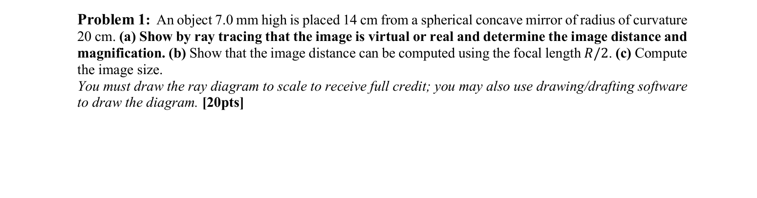 Solved Problem 1: An object 7.0 ﻿mm high is placed 14 ﻿cm | Chegg.com