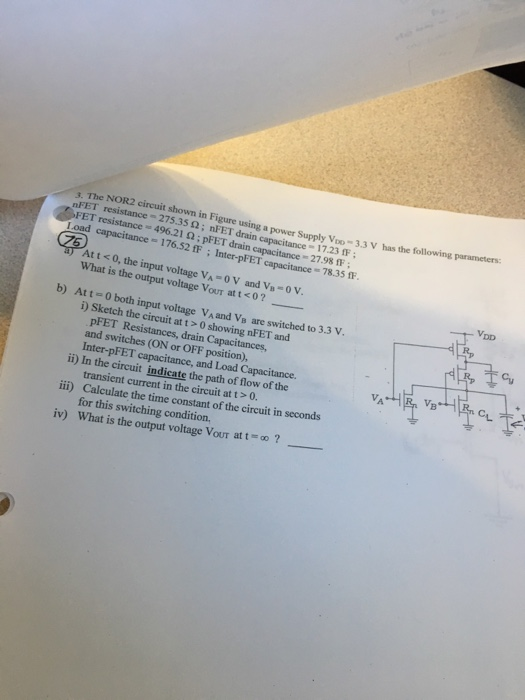 Solved s. The NOR2 circuit shown in Figure using a nFET | Chegg.com