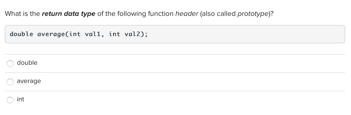 Solved What Is The Return Data Type Of The Following