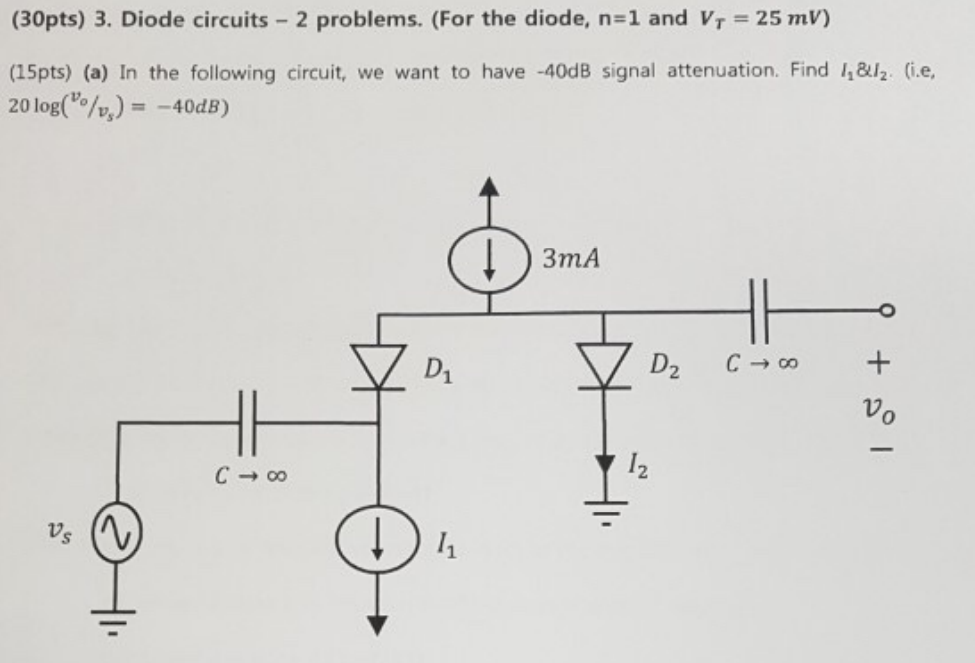 Solved (30pts) 3. Diode circuits - 2 problems. (For the | Chegg.com