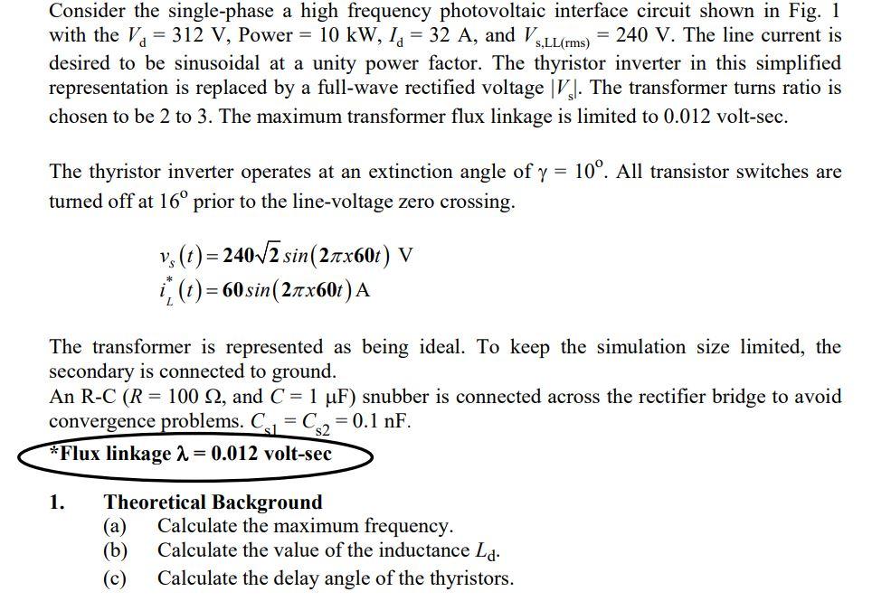 Consider the single-phase a high frequency | Chegg.com