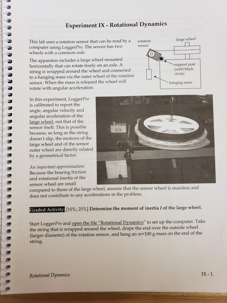 Solved Experiment IX - Rotational Dynamics large wheel This | Chegg.com