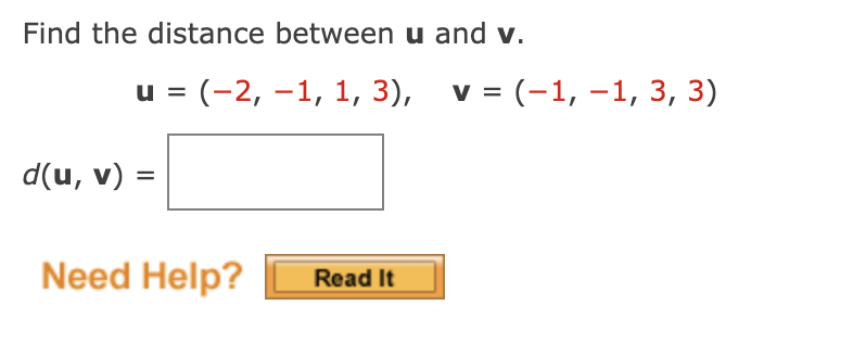 Solved Find the distance between u and v. | Chegg.com