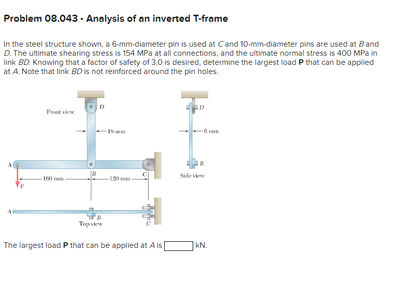 Solved Problem 08.043 - Analysis of an inverted T-frame In | Chegg.com