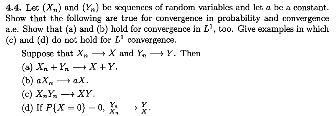 4.4. Let (Xn) and (Yn) be sequences of random | Chegg.com
