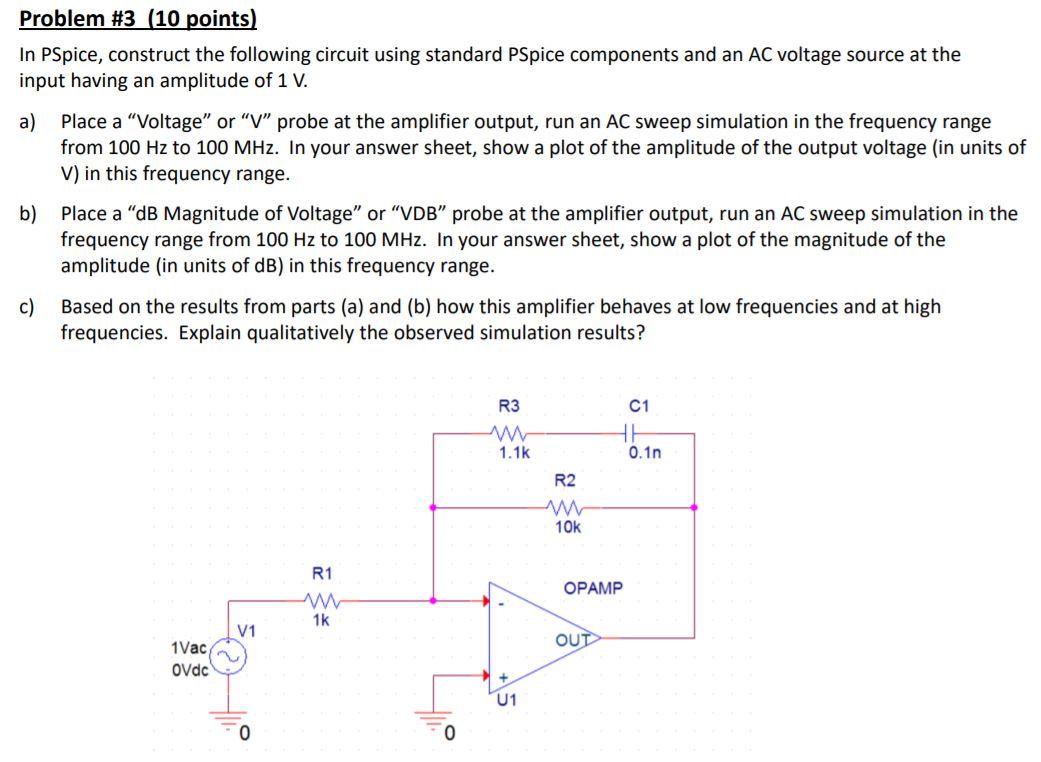 Solved Problem #3 (10 points) In PSpice, construct the | Chegg.com