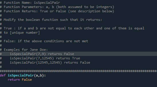 Solved # Function Name: isSpecialpair # Function Parameters: | Chegg.com