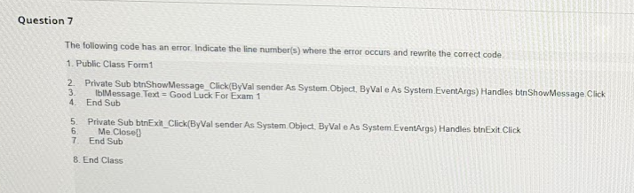 Solved The following code has an error. Indicate the line | Chegg.com