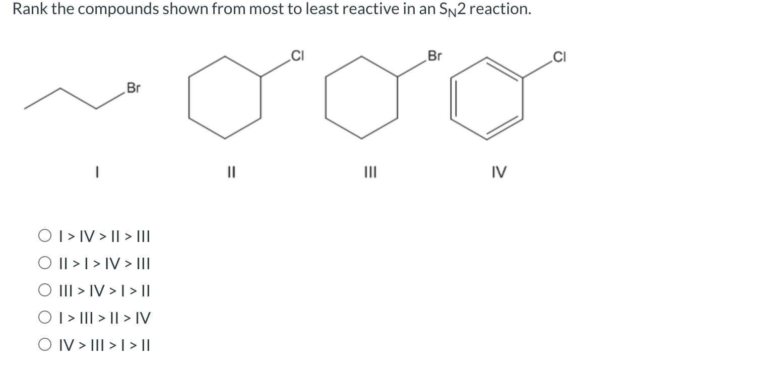 Solved Rank The Compounds Shown From Most To Least Reactive