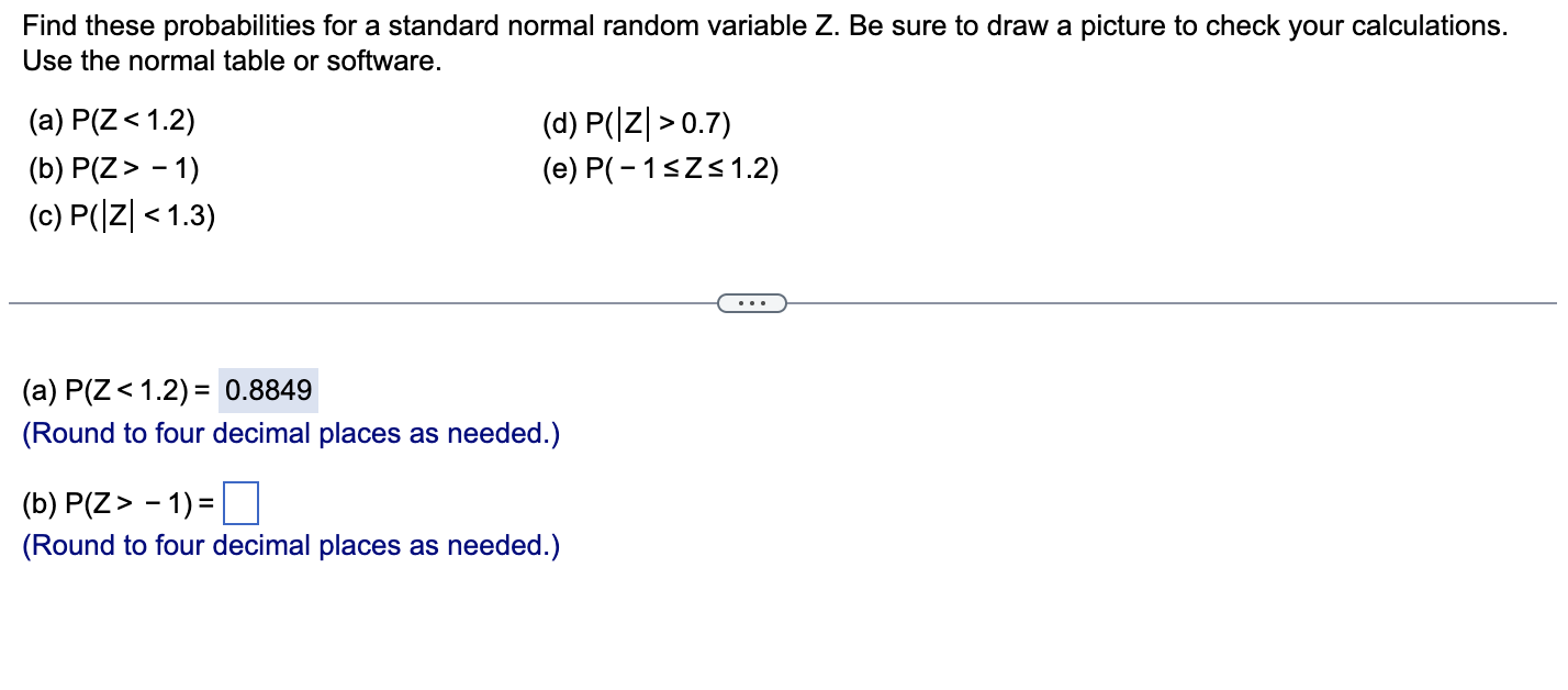 Solved Find these probabilities for a standard normal random | Chegg.com