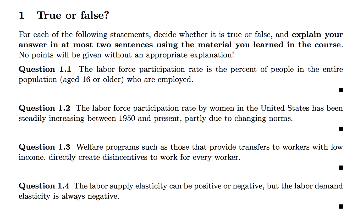 Solved 1 True or false? For each of the following | Chegg.com