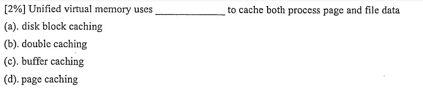 Solved [2%] ﻿Unified virtual memory uses .to cache both | Chegg.com