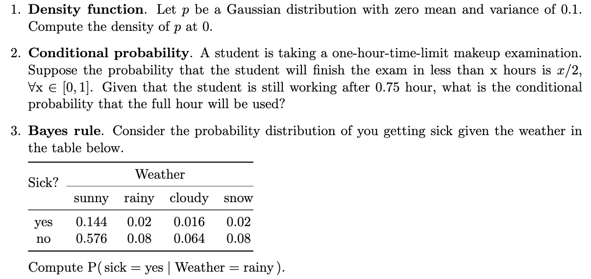 Solved 1. Density function. Let p be a Gaussian distribution | Chegg.com