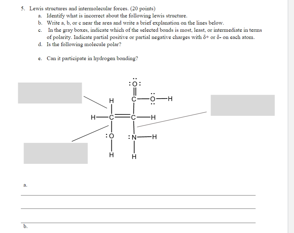 Solved 5. Lewis structures and intermolecular forces. (20 | Chegg.com