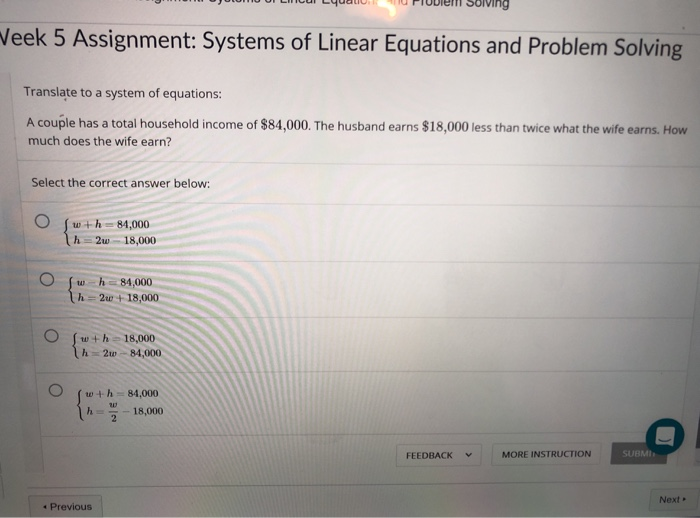 Solved eek 5 Assignment: Systems of Linear Equations and | Chegg.com