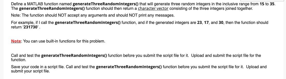 Solved Define a MATLAB function named | Chegg.com