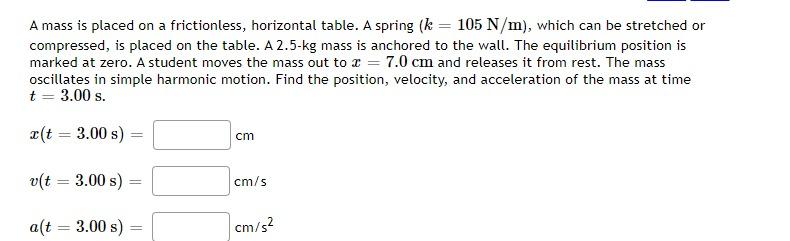 Solved A mass is placed on a frictionless, horizontal table. | Chegg.com
