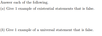 Solved Answer each of the following. (a) Give 1 example of | Chegg.com