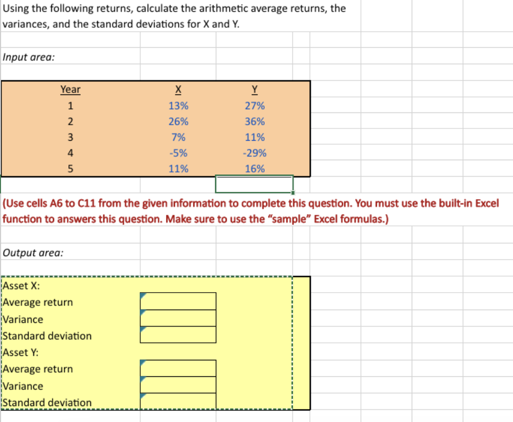 Solved Using the following returns, calculate the arithmetic | Chegg.com
