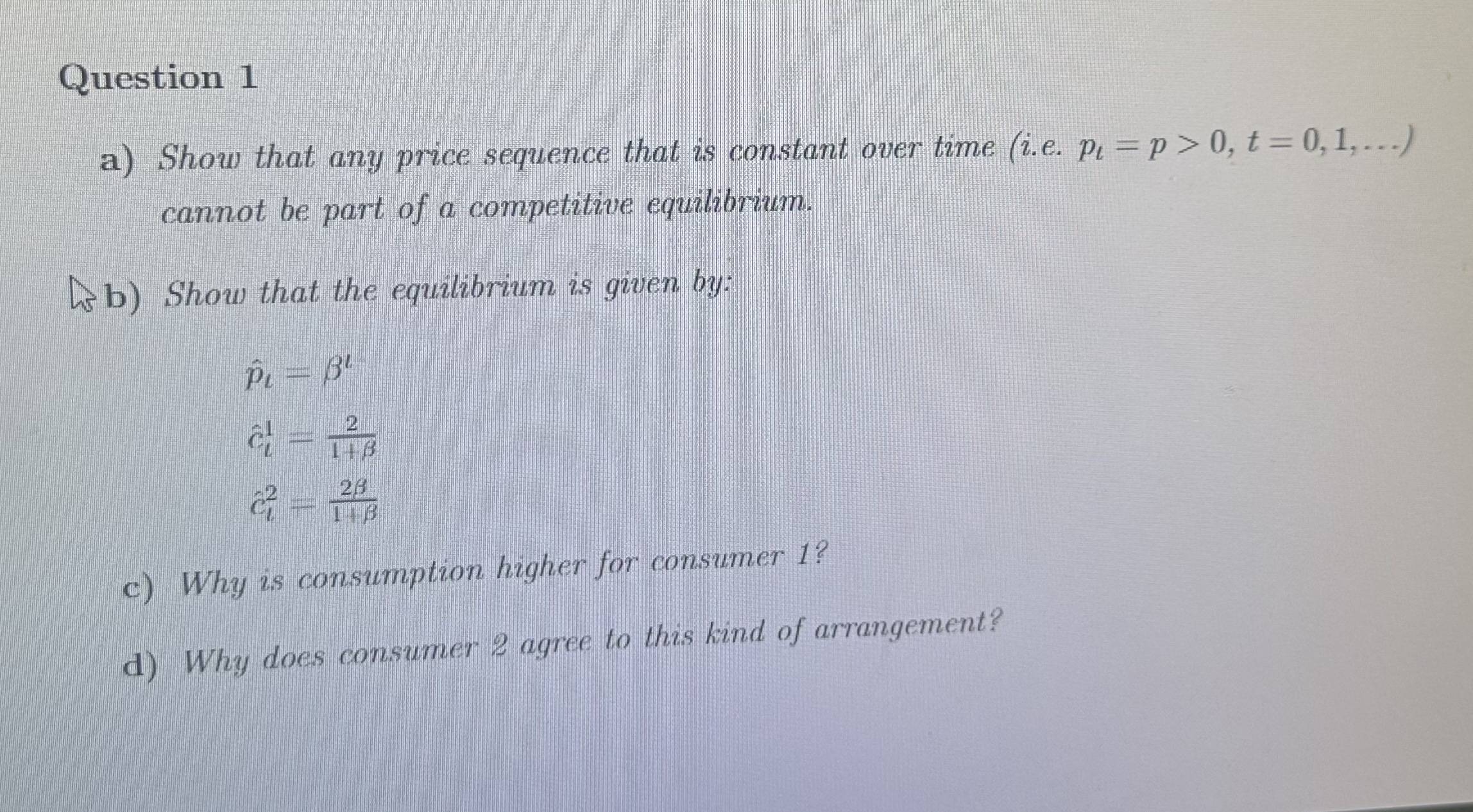 Solved a) Show that any price sequence that is constant over | Chegg.com