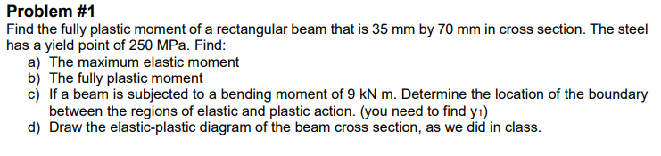 Solved Problem #1 Find the fully plastic moment of a | Chegg.com