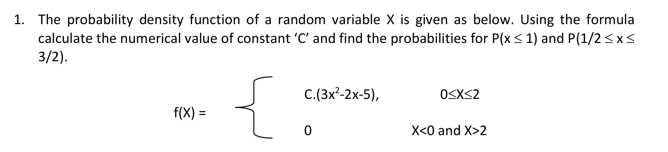 Solved The probability density function of ﻿a random | Chegg.com