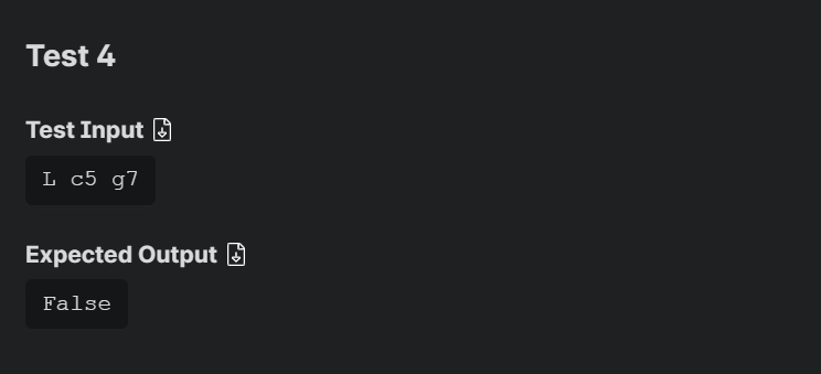 Solved Test Case #1 Failed L e3 g7 Returns False (Wrong) And | Chegg.com
