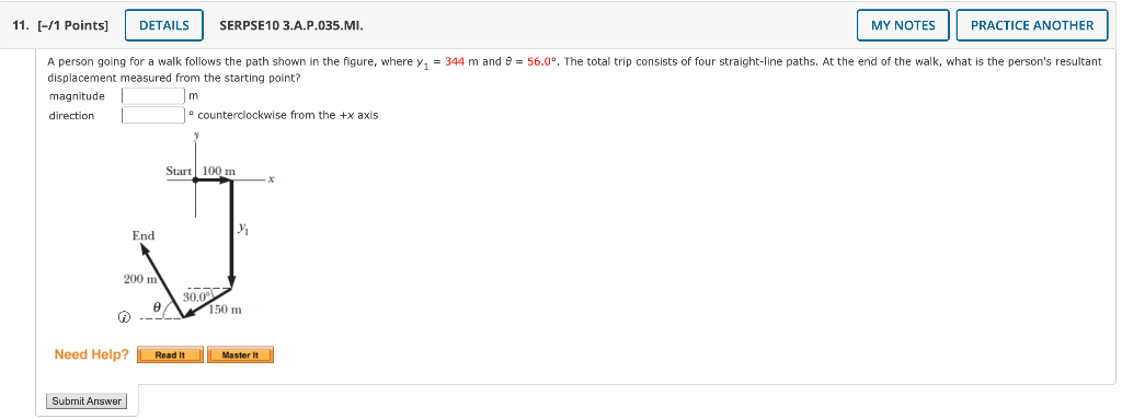 Solved A person going for a walk follows the path shown in | Chegg.com