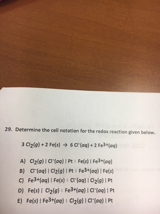 Solved Determine the cell notation for the redox reaction | Chegg.com